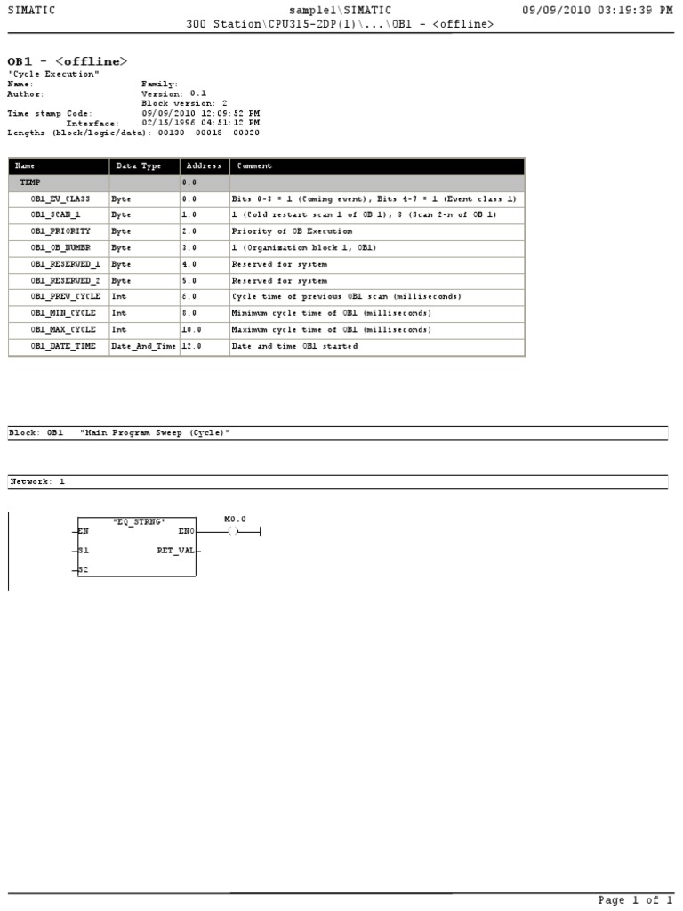 OB1 - : Name Data Type Address Comment | PDF