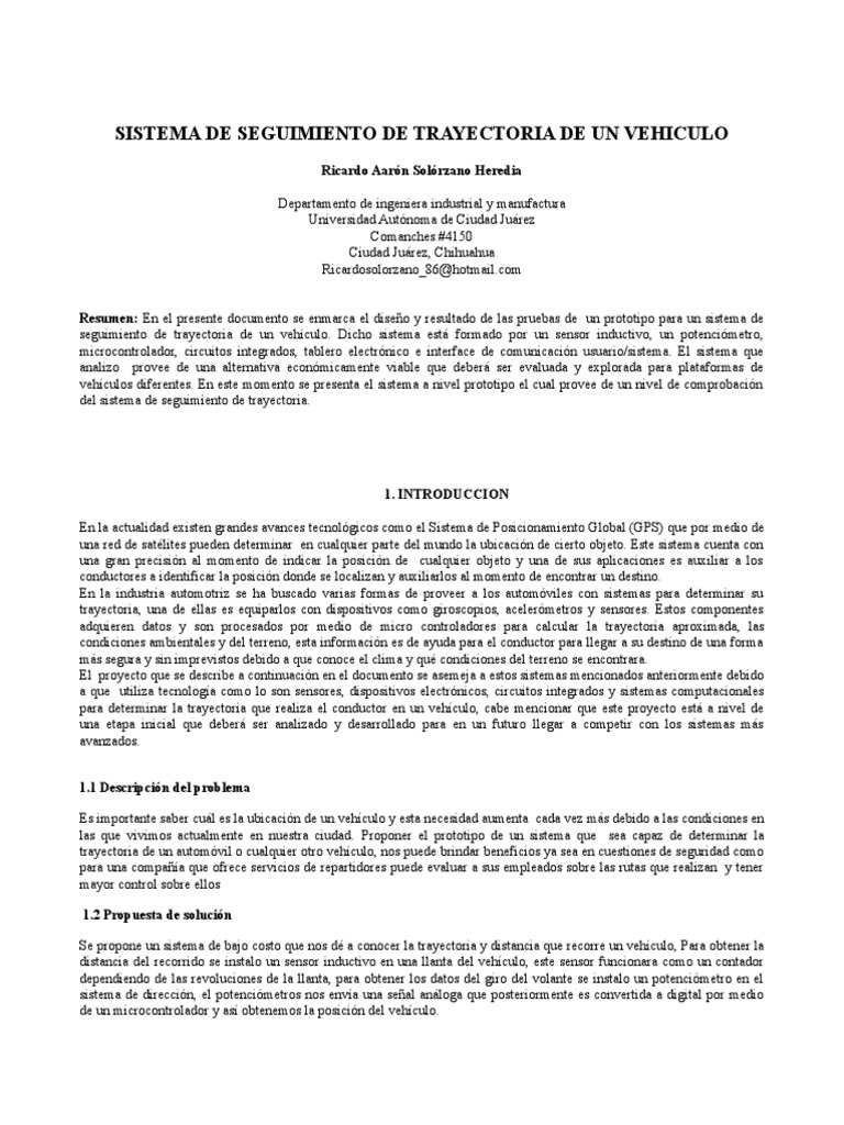 Sistema de Seguimiento de Trayectoria de Un Vehiculo | PDF | Sistema de ...