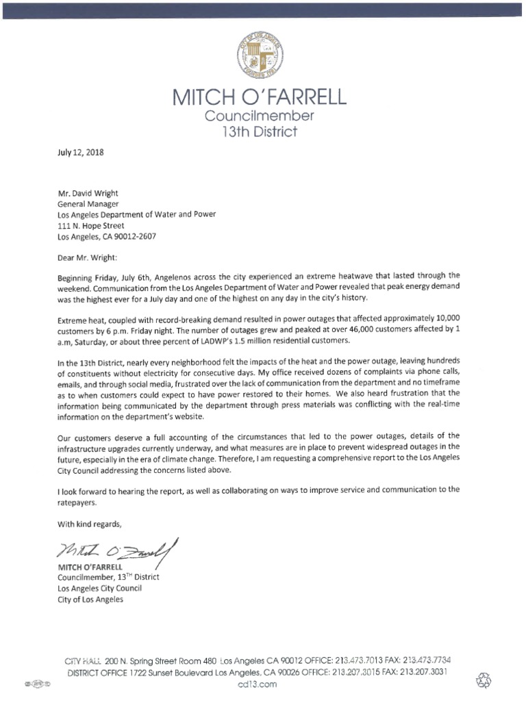 LADWP Outages Letter | PDF