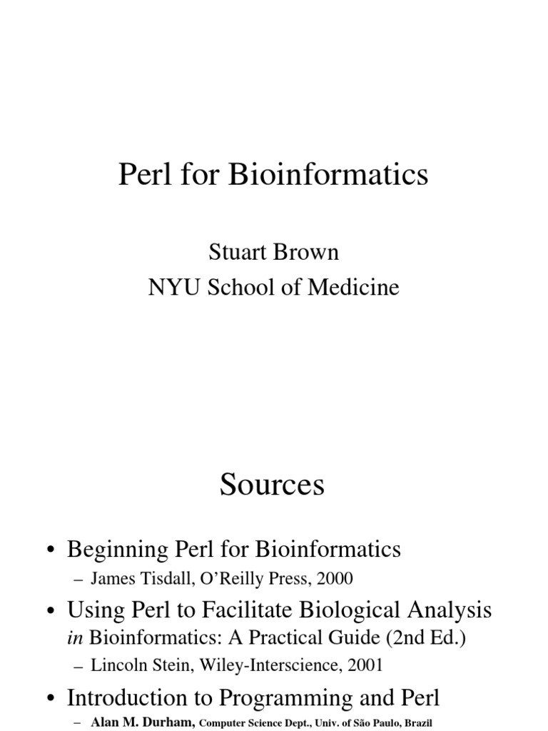 Beginning Perl For Bioinformatics | PDF | Perl | Bioinformatics Beginning Perl For Bioinformatics | PDF | Perl | Bioinformatics