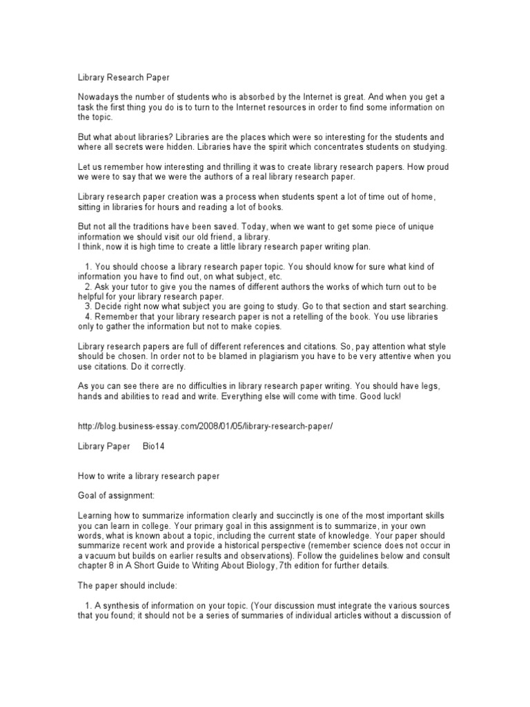 How To Write Library Research Paper | Download Free PDF | Citation ...