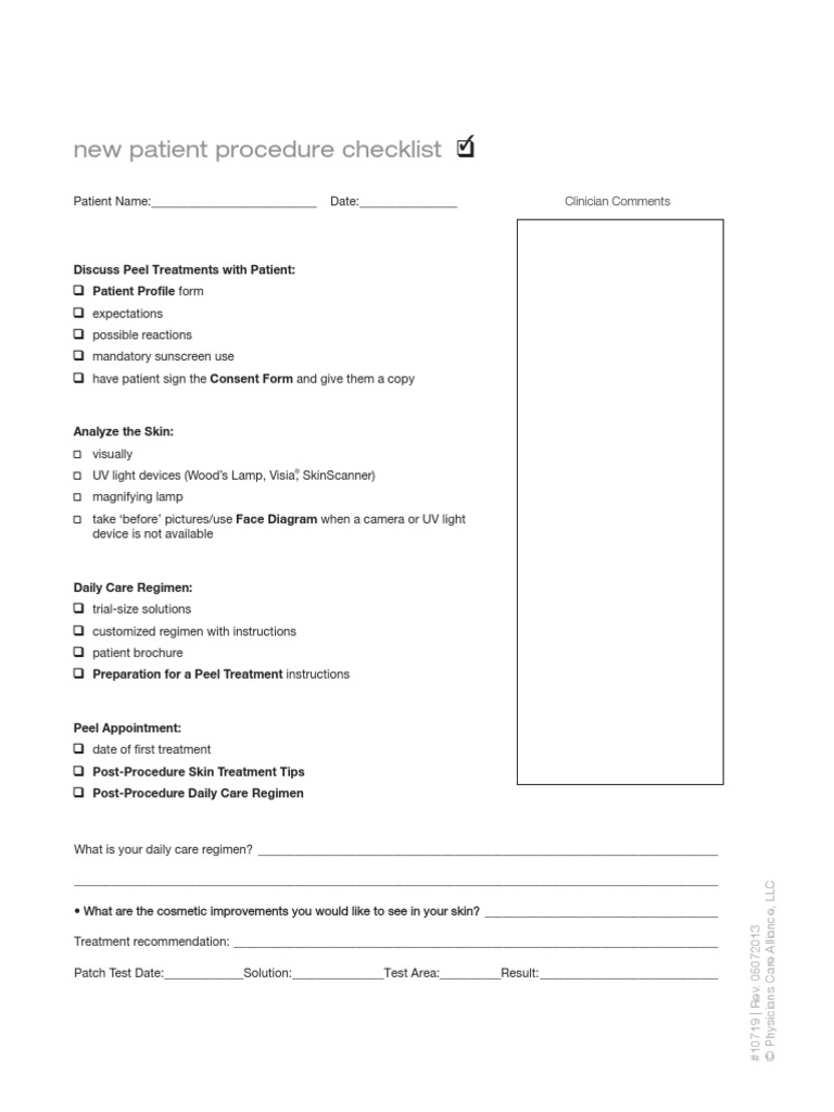 PCA Patient Checklist PDF | PDF | Skin Care | Allergy