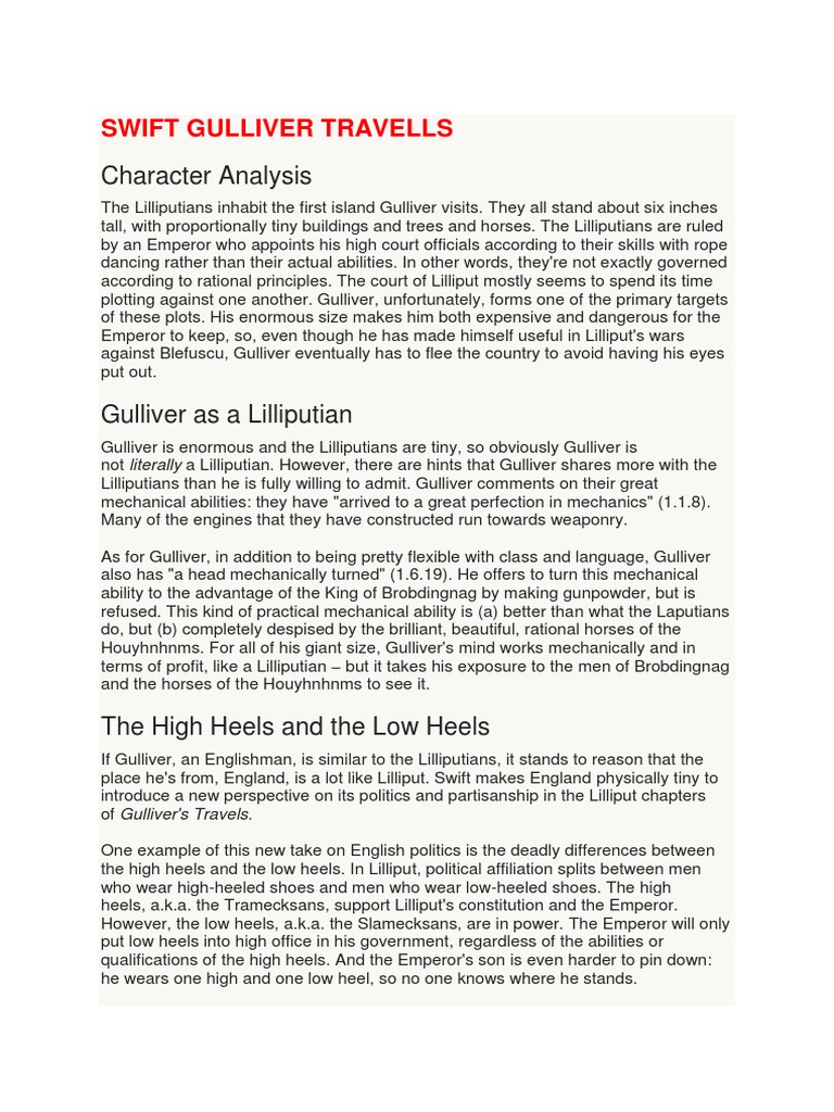 Character Analysis: Swift Gulliver Travells | PDF
