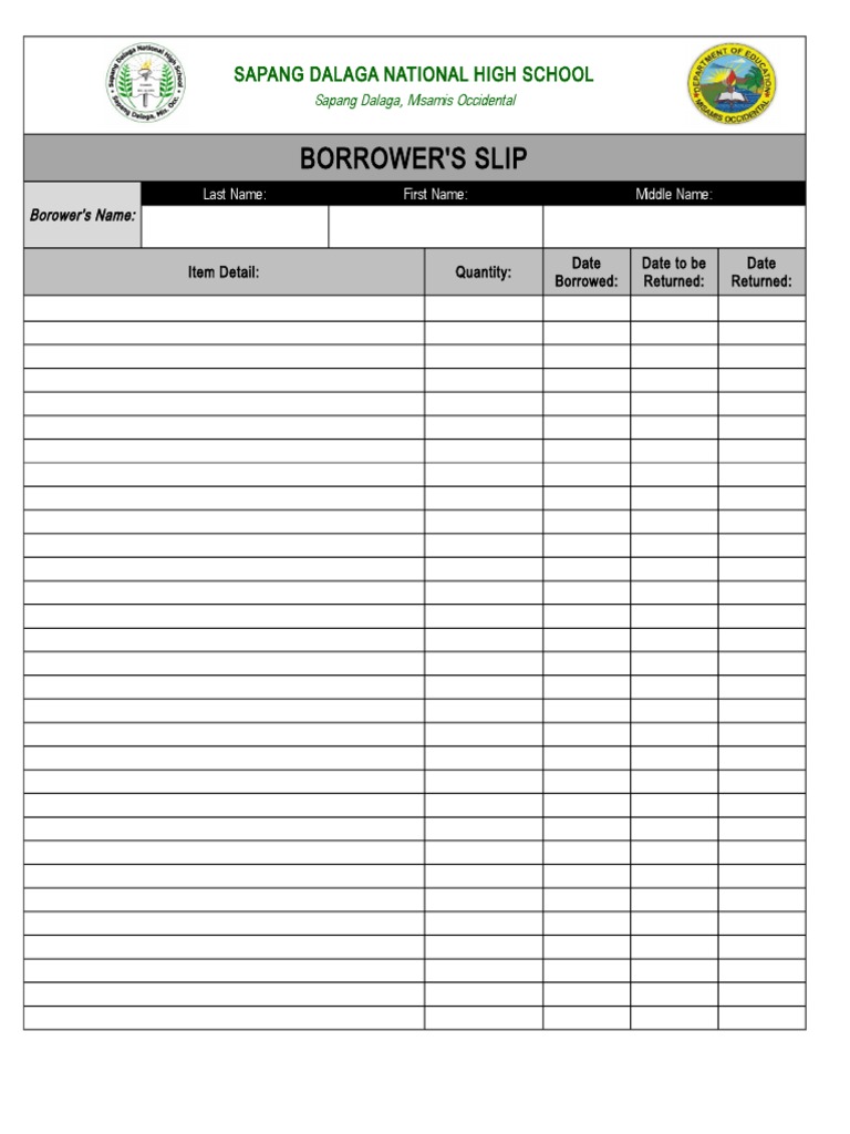 Borrower's Slip | PDF