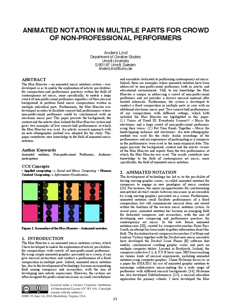 Animated Notation in Multiple Parts For Crowd of Non-Professional Performers | Download Free PDF ...