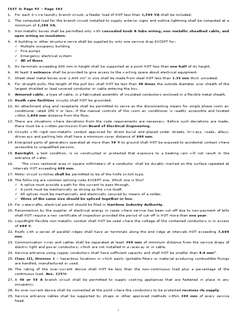 Compact PRC Exam Reviewer | PDF | Electrical Wiring | Insulator ...