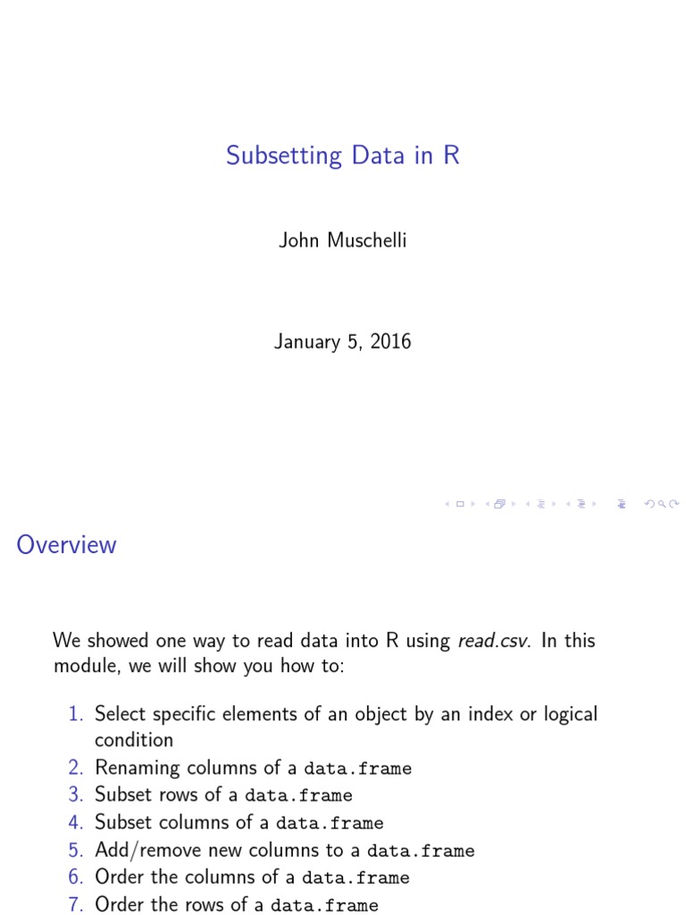 Subsetting Data in R | PDF | Computer Programming | Areas Of Computer ... Subsetting Data in R | PDF | Computer Programming | Areas Of Computer ...