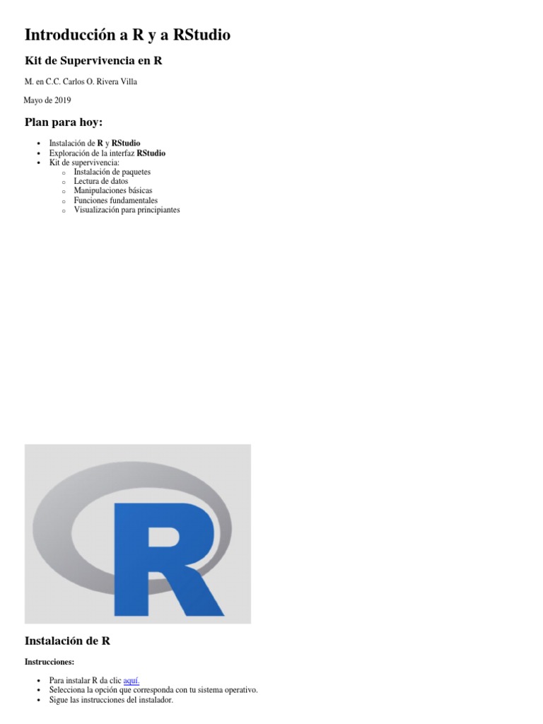 Introducción A R y A RStudio | PDF | Sistema operativo | Lenguaje de ...