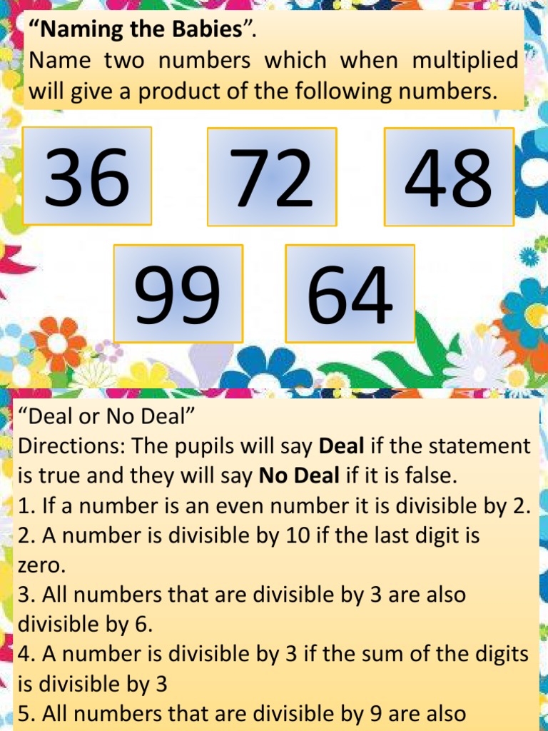 Name Two Numbers Which When Multiplied Will Give A Product of The ...