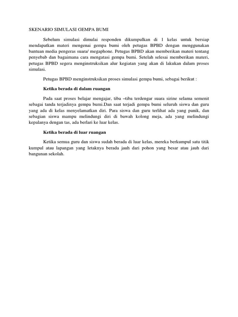 Skenario Simulasi Gempa Bumi | PDF