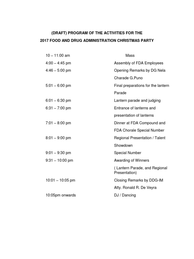 FDA 2017 Christmas Party Program | PDF