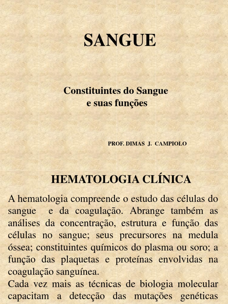 Funções e Composição do Sangue | PDF | Sangue | Glóbulo branco