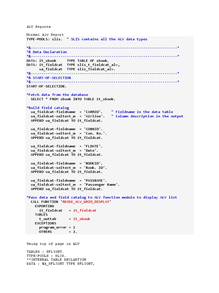 ALV Reports Normal Alv Report: Reuse - Alv - Grid - Display It ... ALV Reports Normal Alv Report: Reuse - Alv - Grid - Display It ...