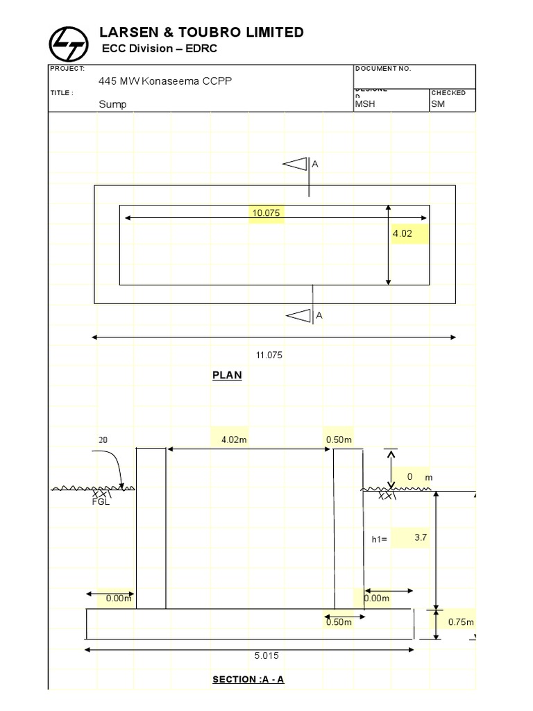 RCC Sump Design and Reinforcement Details | PDF | Physics | Mechanics