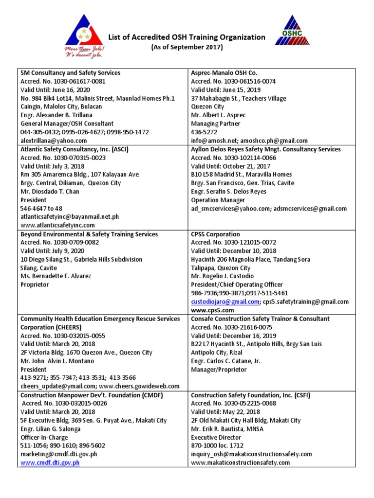 DOLE Accredited STO 09112017 | PDF | Philippines | Business