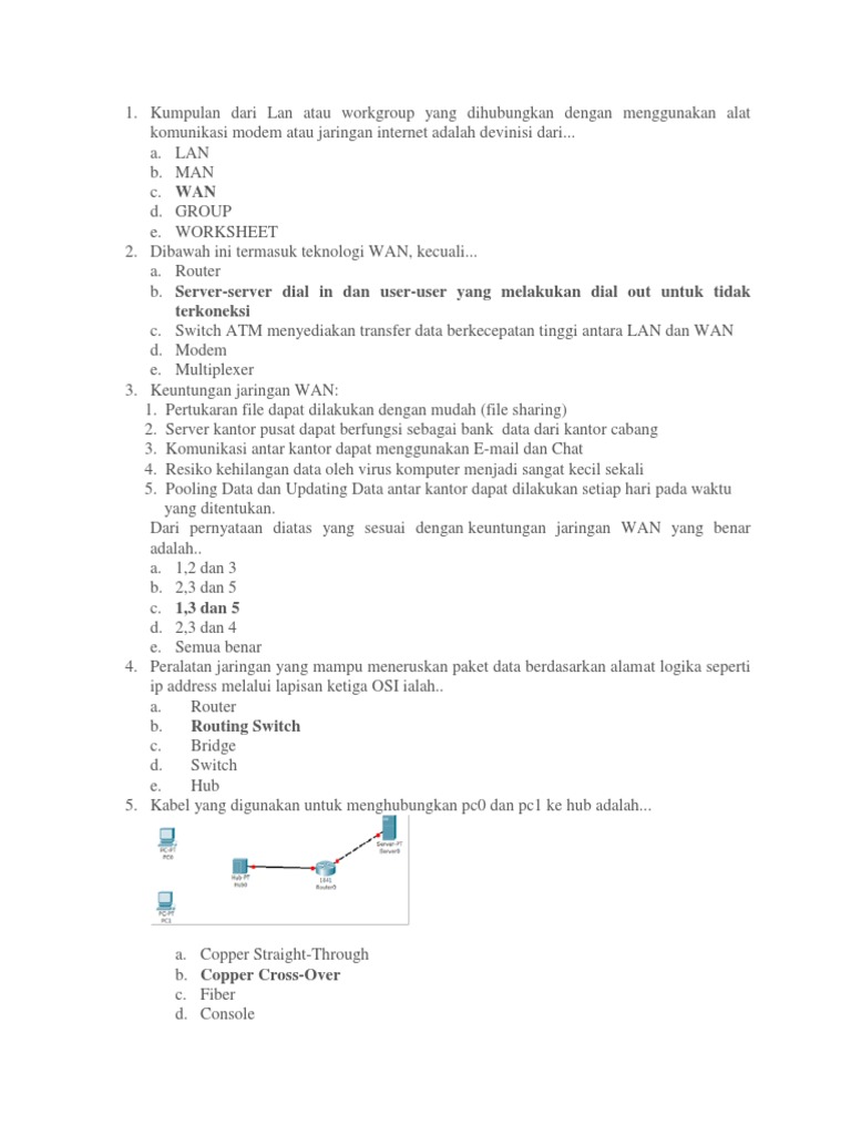 Soal Instalasi Jaringan WAN Xi TKJ | PDF