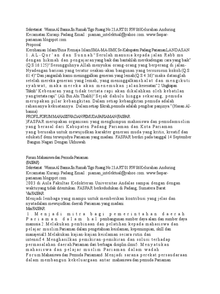 Contoh Proposal Mentoring | PDF