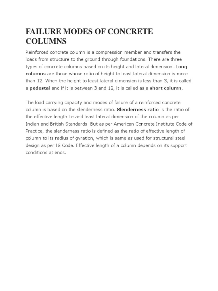 Failure Modes of Concrete Columns | PDF | Column | Buckling