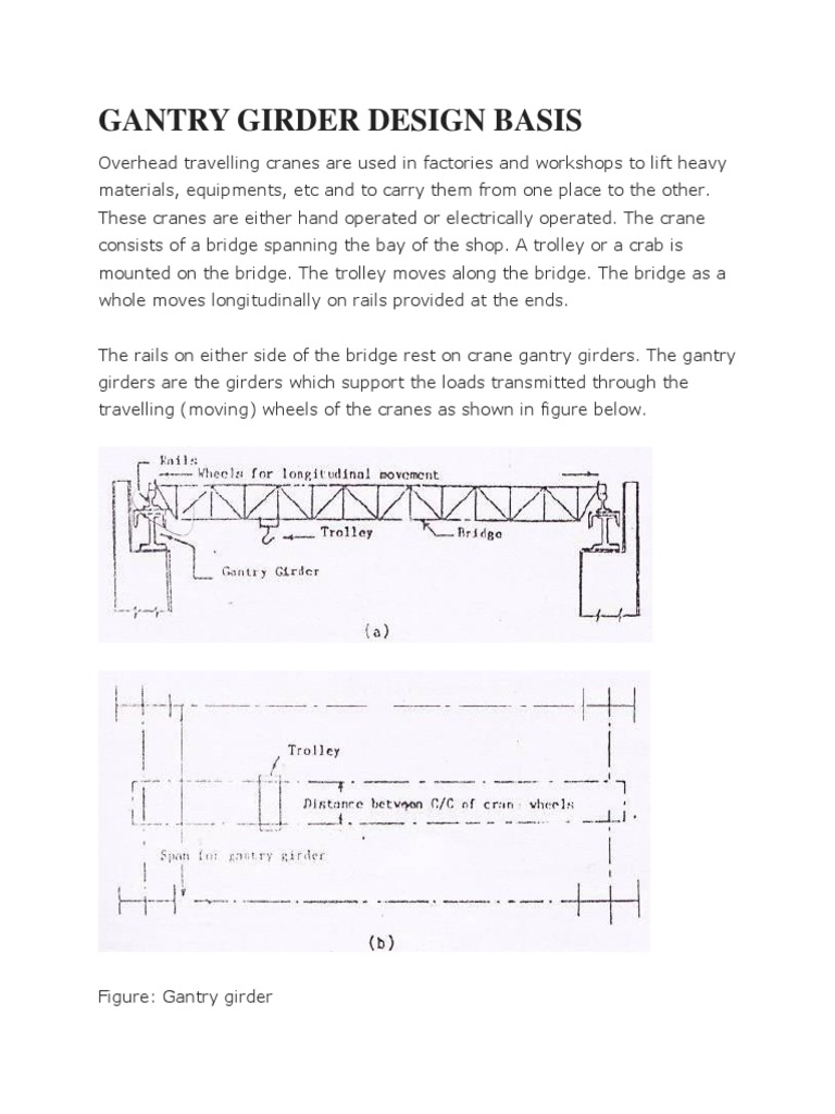 Gantry Girder Design Basis | PDF | Bending | Crane (Machine)