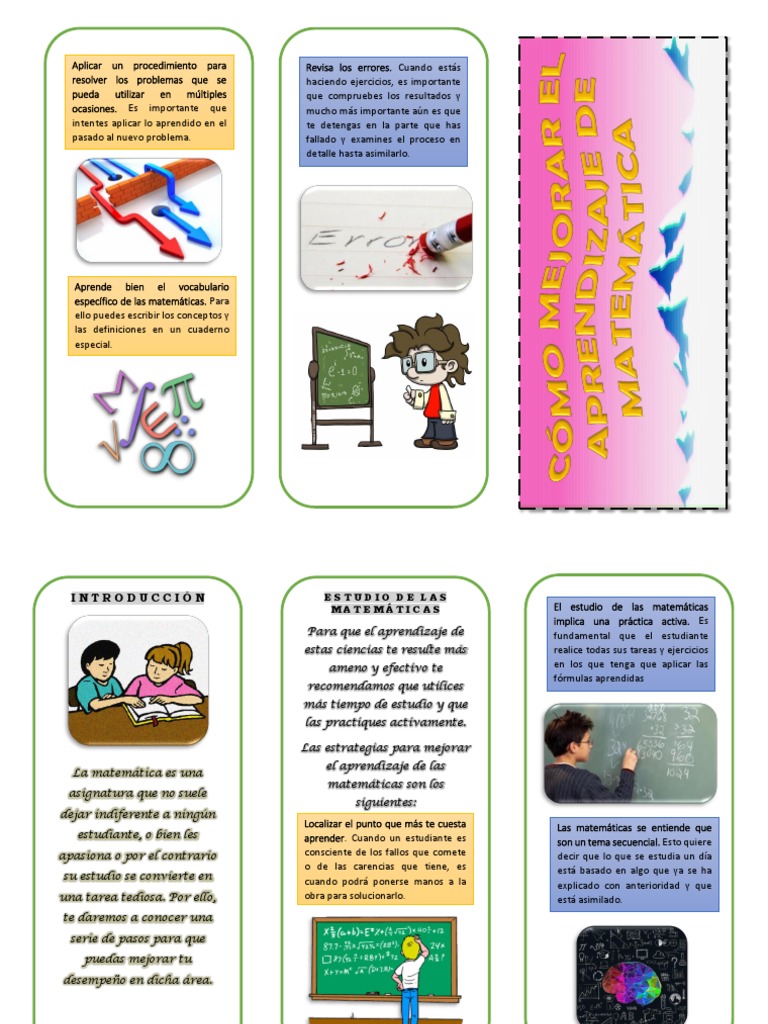Tríptico: Mejorar El Aprendizaje de Matemáticas | PDF