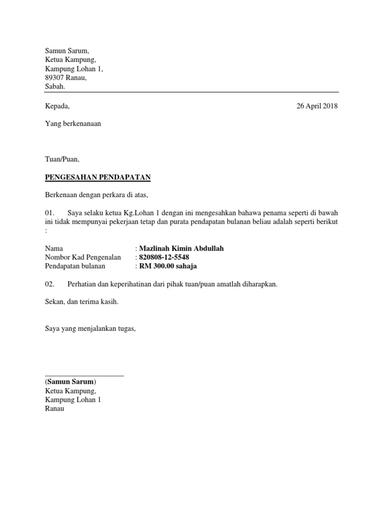 Contoh Surat Pengesahan Penduduk Dari Ketua Kampung Gambaran - Riset Contoh Surat Pengesahan Penduduk Dari Ketua Kampung Gambaran - Riset