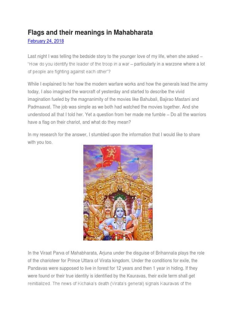 Flags and Symbols in Mahabharata | PDF | Mahabharata | Ancient Indian ...