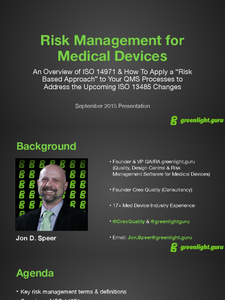 Risk Management for Medical Devices Webinar Slides | Risk Management ...