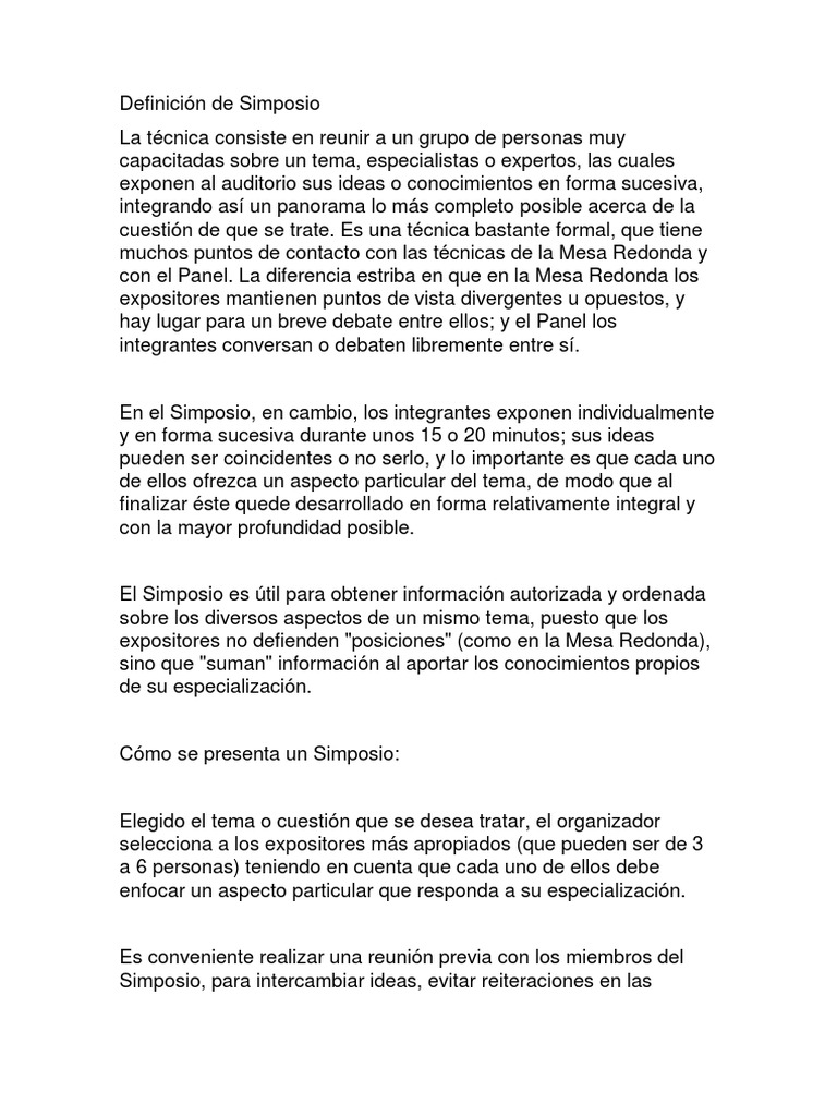 Definición de Simposio | PDF | Simposio | Expresión facial