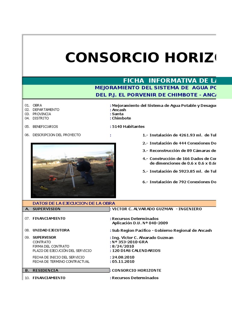 Ficha Tecnica de Obra | Descargar gratis PDF | Agua | Naturaleza