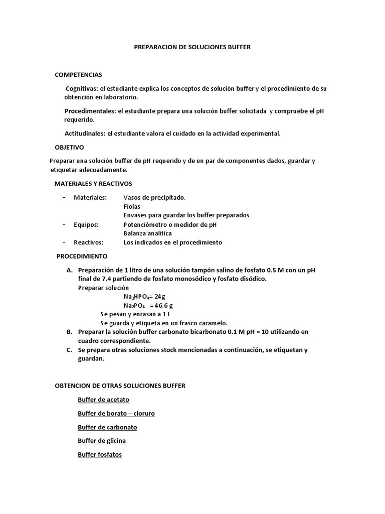 Preparacion de Soluciones Buffer | PDF
