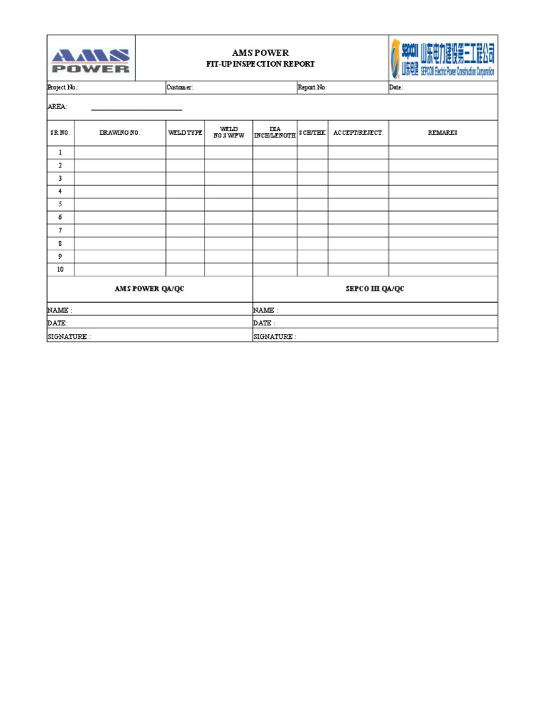 Daily Fitup Report | PDF