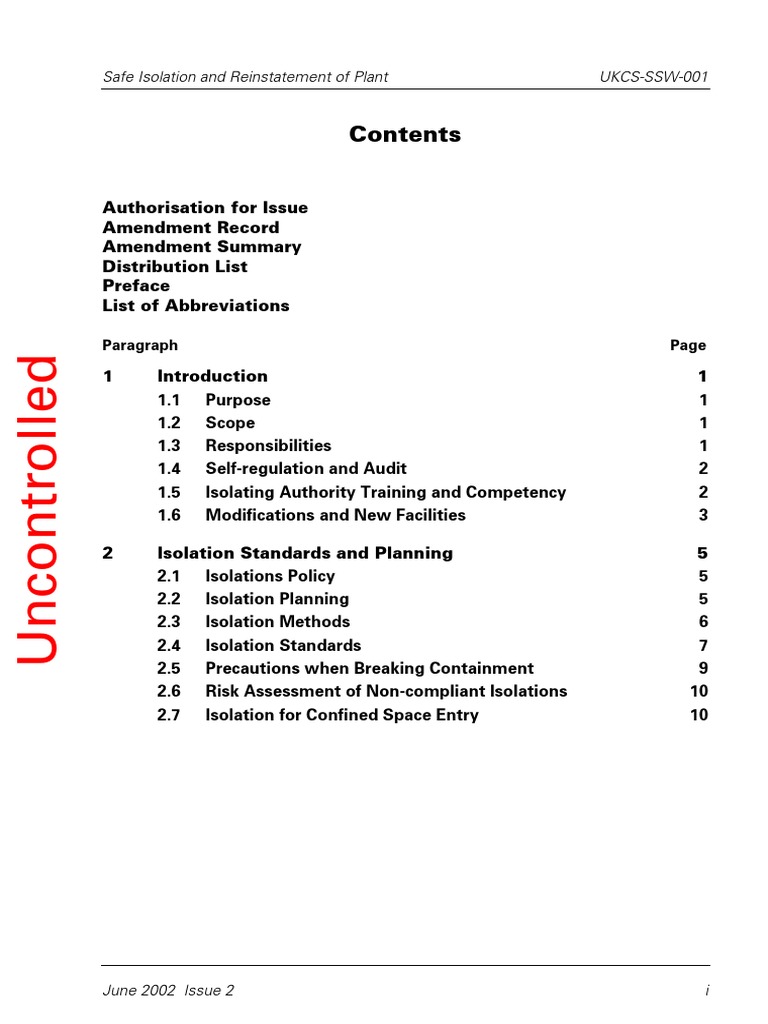 Safe Isolation and Reinsinment of Plant | PDF | Valve | Risk