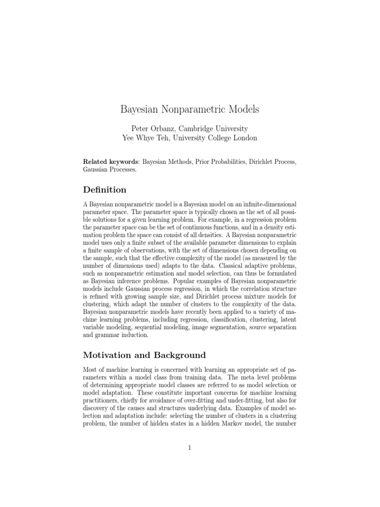 Bayesian Nonparametric Models: Peter Orbanz, Cambridge University Yee ...