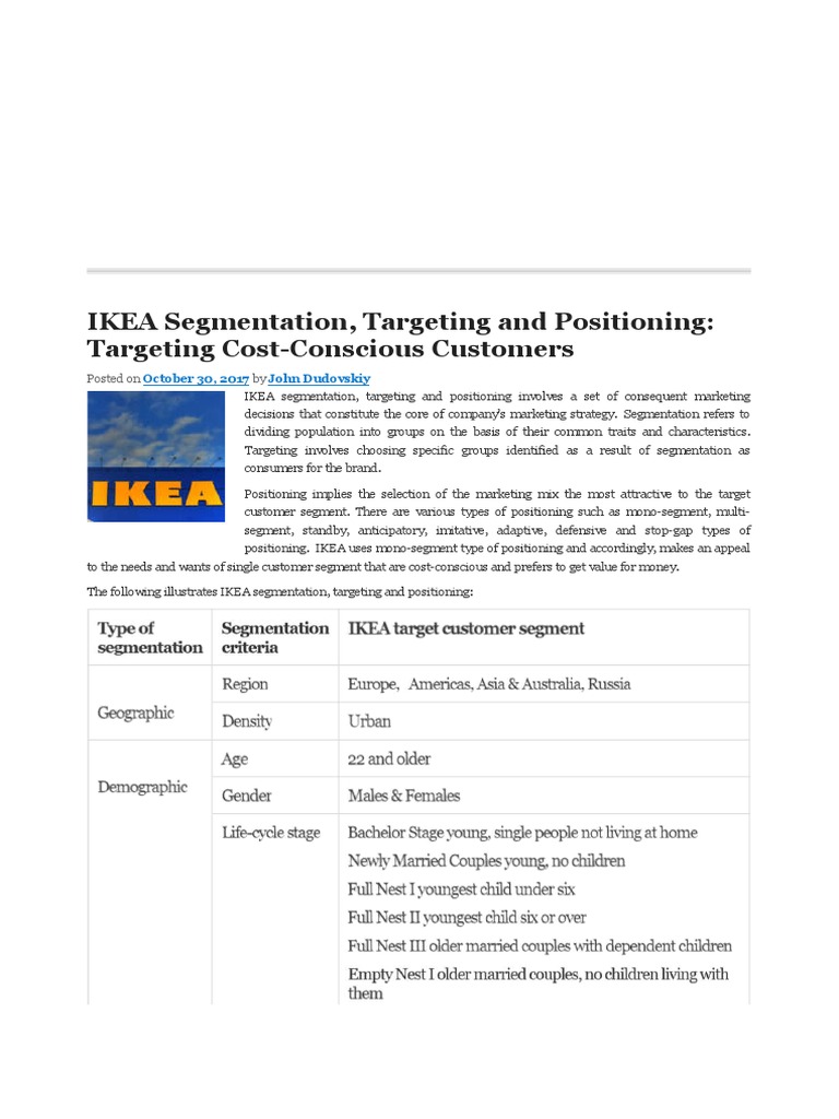 IKEA Targets Cost-Conscious Customers | PDF | Market Segmentation ...