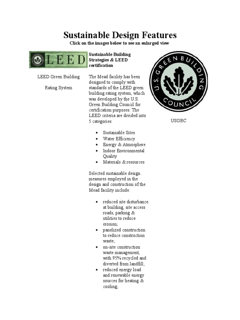LEED Sustainable Design Features Overview | PDF | Green Building ...