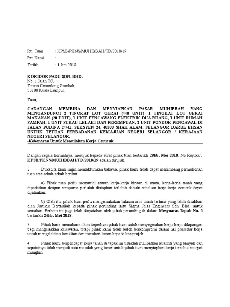 Surat Kebenaran Mula Kerja Cerucuk | PDF