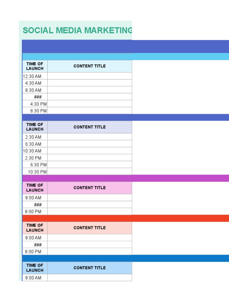 Social Media Marketing Calendar: Monday | PDF | Google+ | Real Time Web