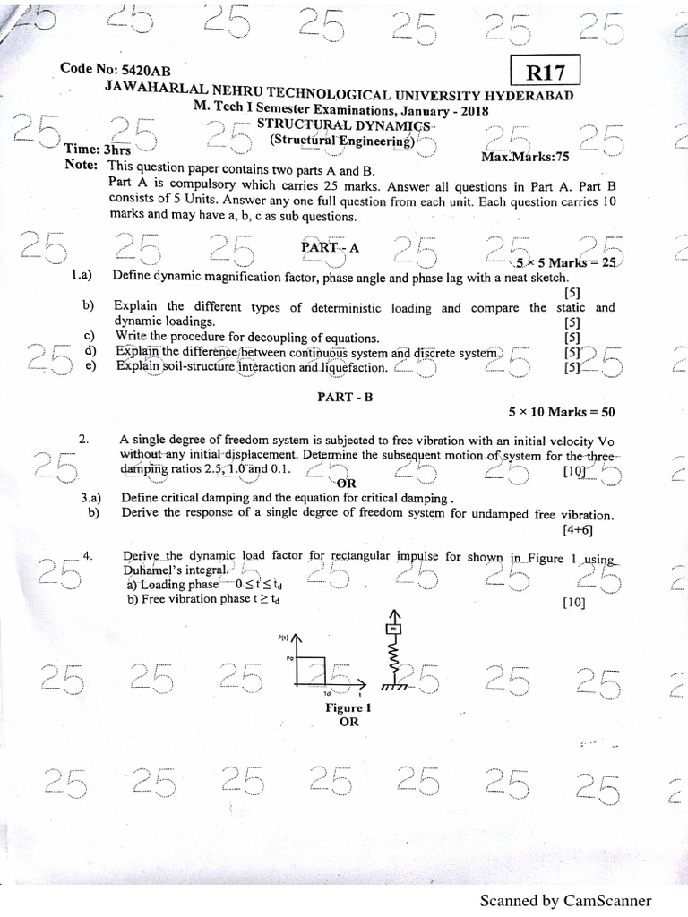 JNTUH Mtech Structural Dynamics Question Paper | PDF