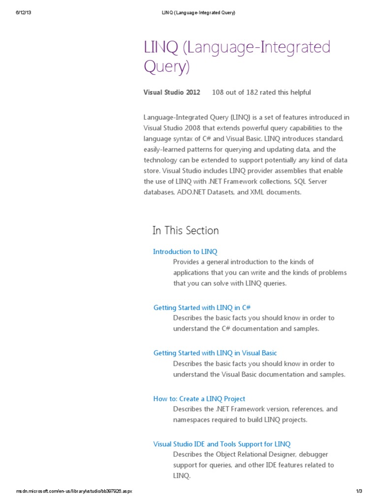 LINQ (Language-Integrated Query) | PDF | Language Integrated Query | Entity Framework