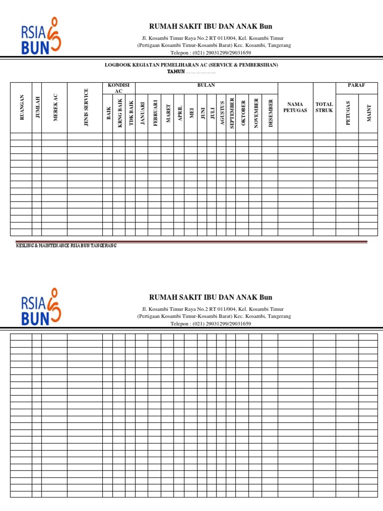 Logbook Pemeliharaan Ac | PDF