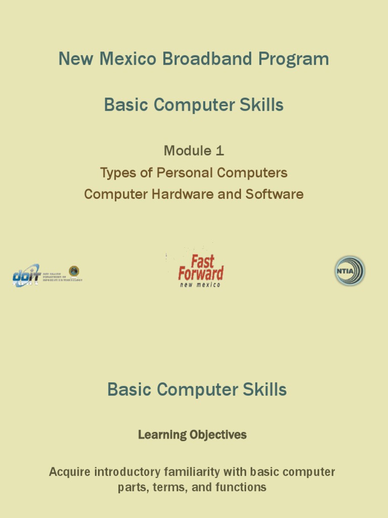 Basic Computer Skills - Module 1 | Download Free PDF | Random Access Memory | Operating System