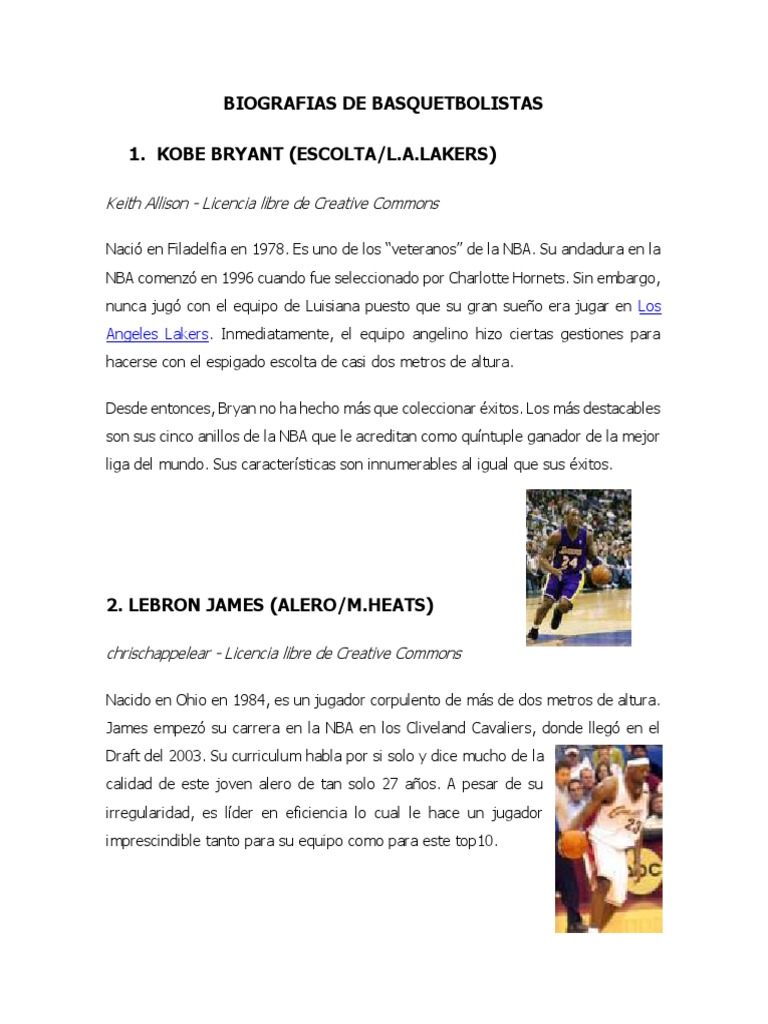 20 Biografias de Baloncesto | PDF | Asociacion Nacional de Basquetbol ...
