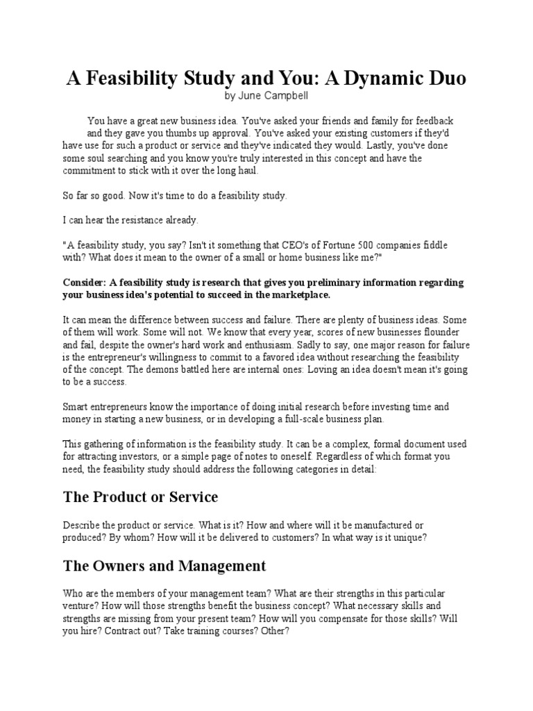 A Feasibility Study and You | PDF | Competition | Economies