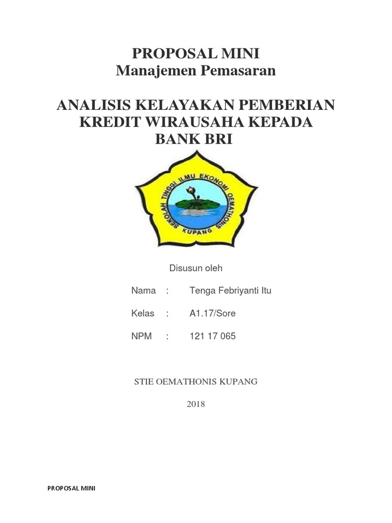Proposal Mini | PDF | Bisnis | Pengelolaan Keuangan & Uang