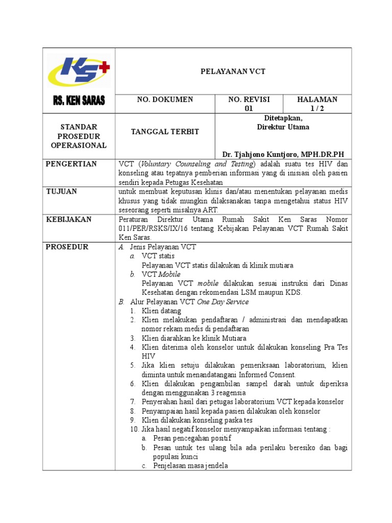 Spo Pelayanan VCT | PDF