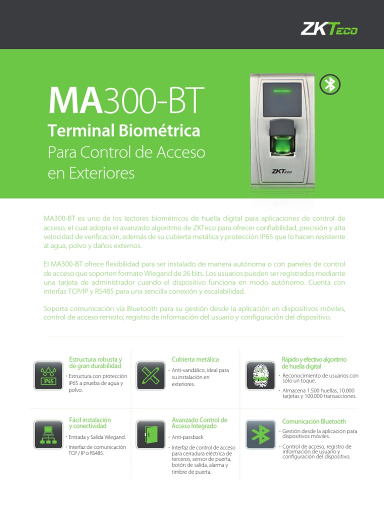 Ma300 BT | PDF | Bluetooth | Biometría