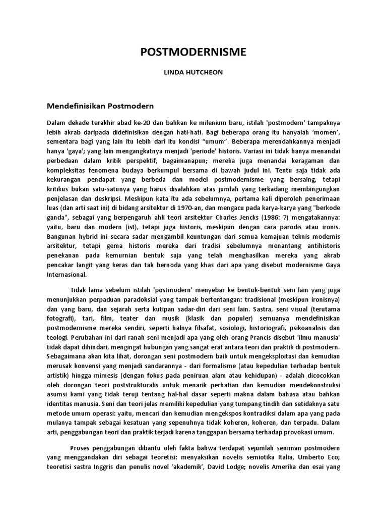 Postmodernisme: Definisi dan Dampaknya | PDF