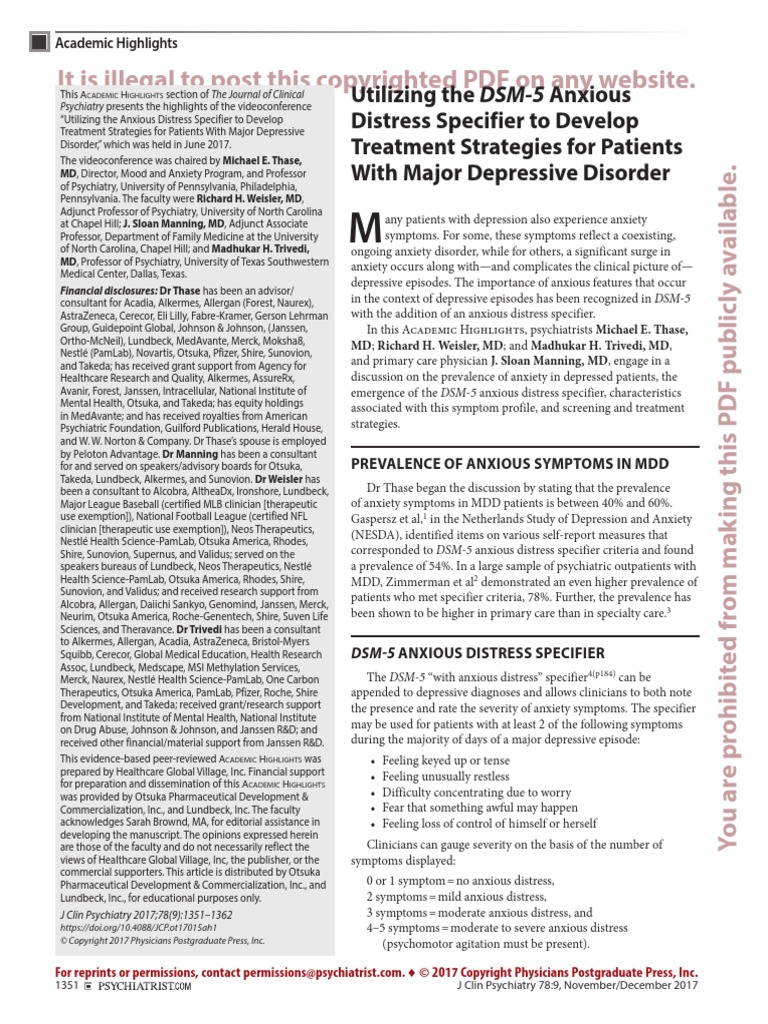 Utilizing The DSM-5 Anxious Distress Specifier To Develop Treatment ...