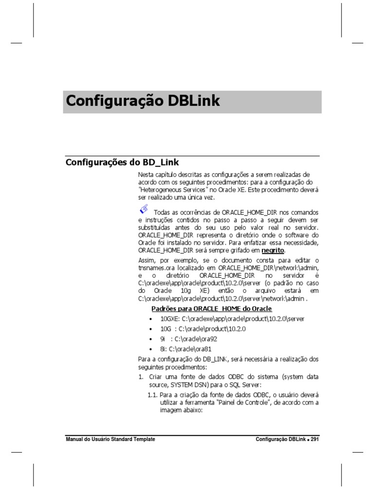 Manual Do Usuário DBLINK | PDF | Banco de dados Oracle | Endereço de IP