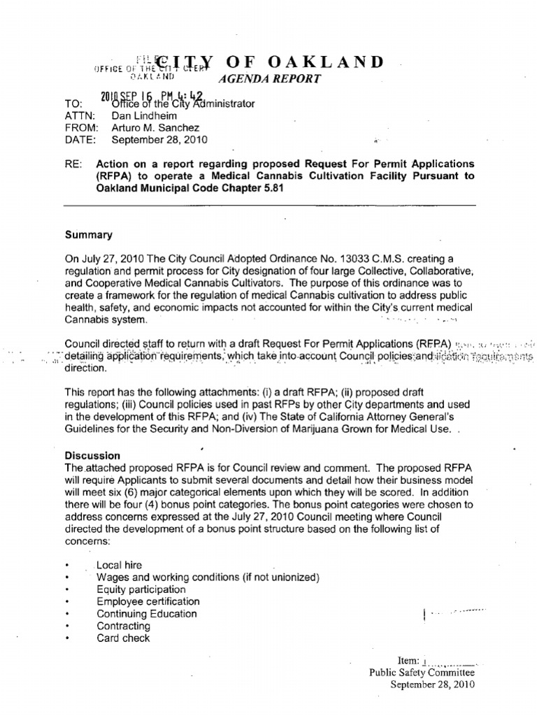 Oakland Marijuana Cultivation RFPA | PDF | Hydroponics | Hvac